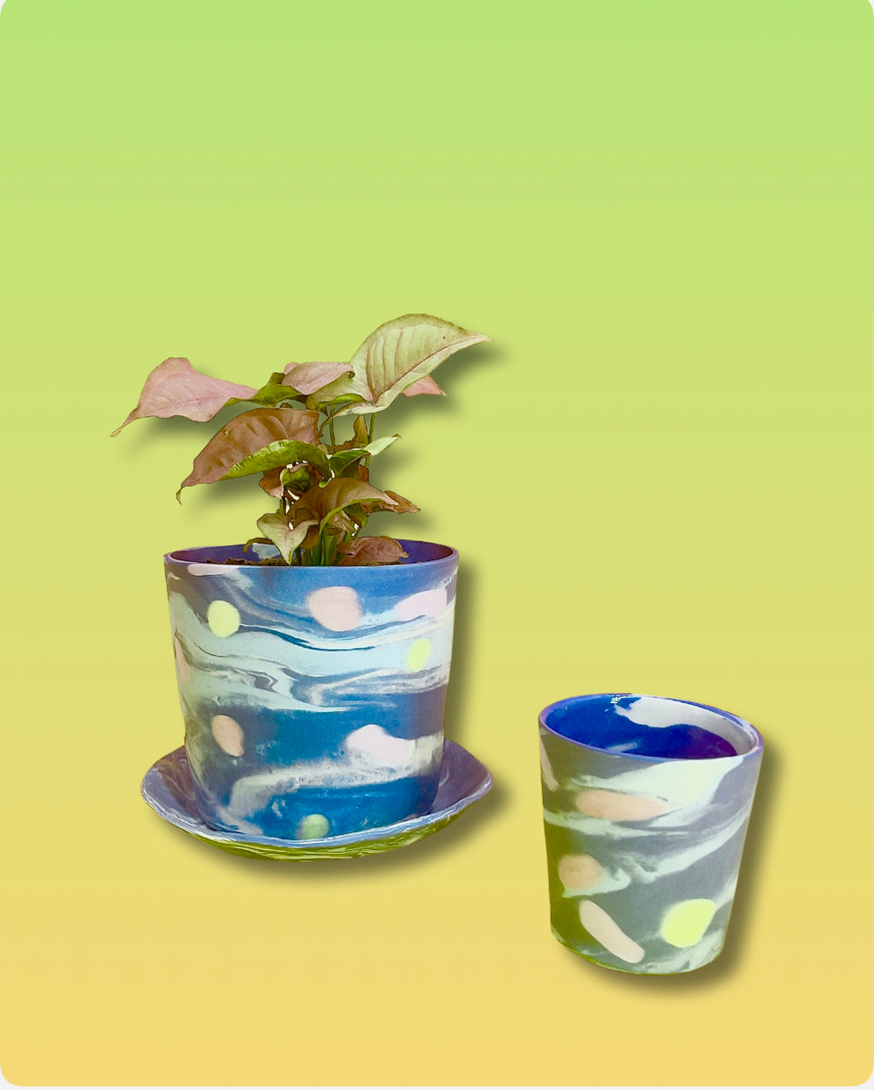 Nerikomi Planter + Saucer - Space – Pollyn
